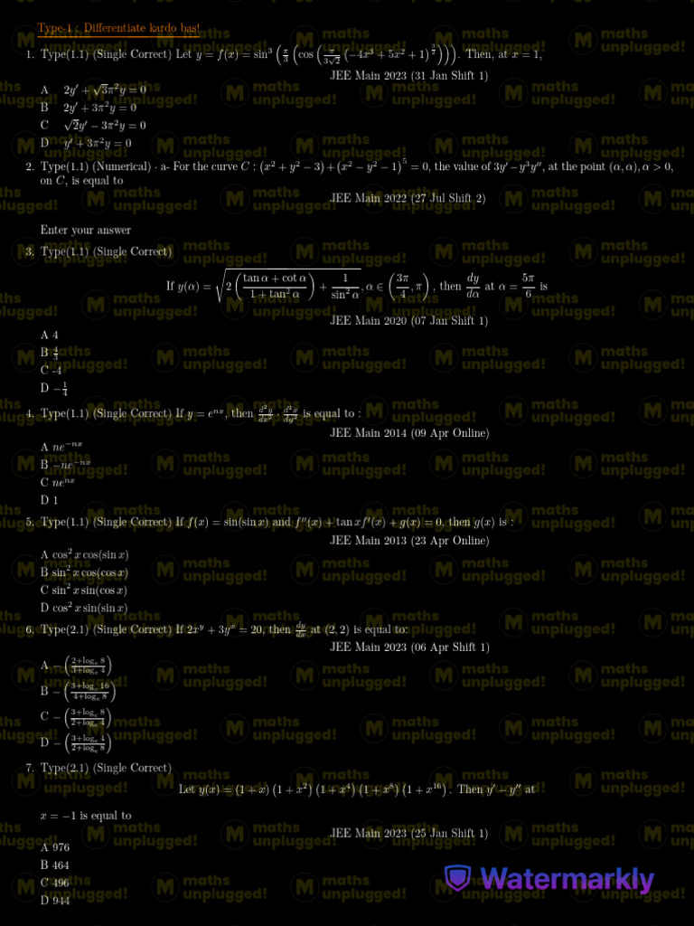 18 Differentiation Questions Pdf Function Mathematics Mathematics