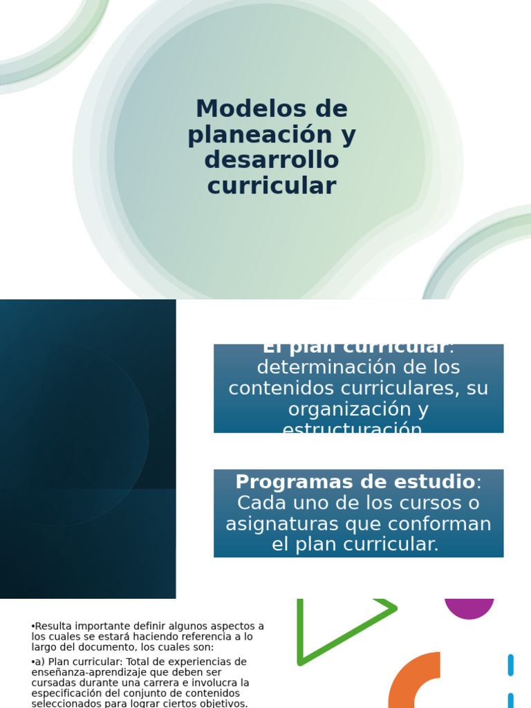 Modelos de Planeación y Diseño Curricular | PDF | Plan de estudios | Enseñando
