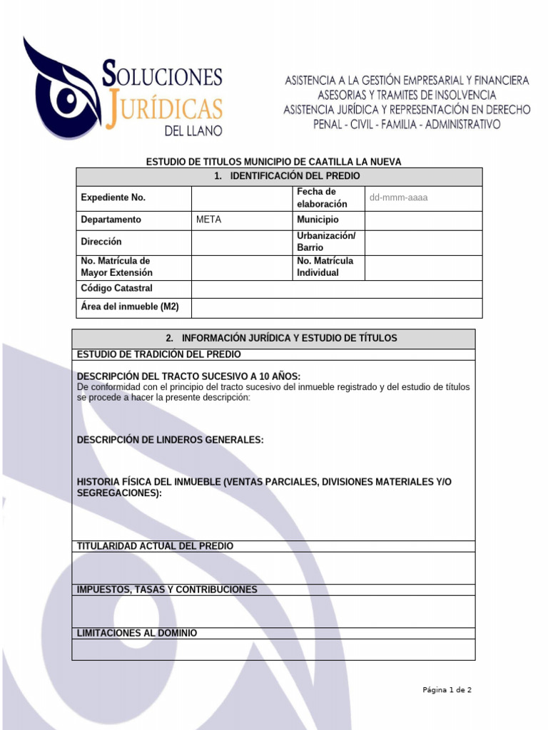 GPV F 77 Formato Estudio de Titulos Art 276 Ley 1955 de 2019 1.0 | PDF