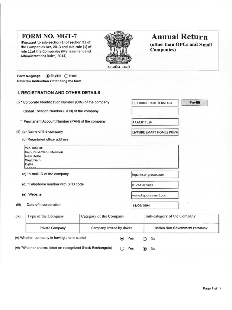 Annual Return 2021-22 | PDF
