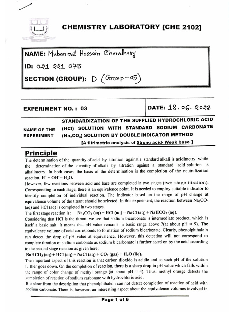 Chemistry Lab Report 03 Complete | PDF