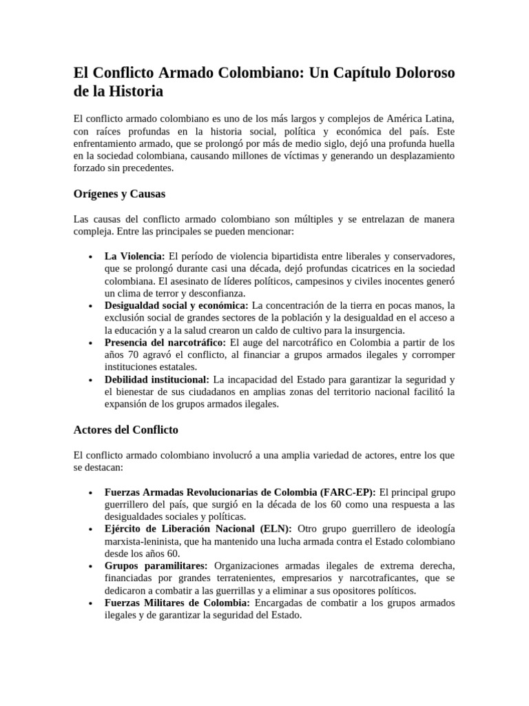 Conflicto Armado Colombiano: Causas y Consecuencias | PDF | Colombia