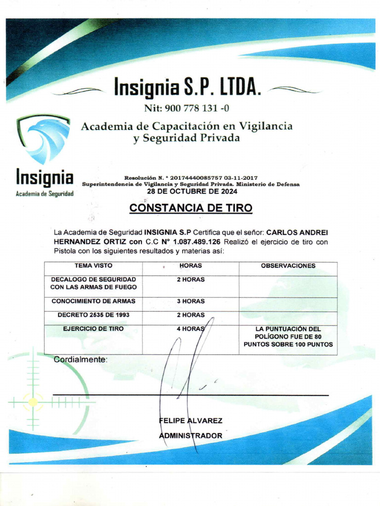 Carlos Andrei Hernandez Ortiz Constancia de Tiro20241018 - 15502679 | PDF