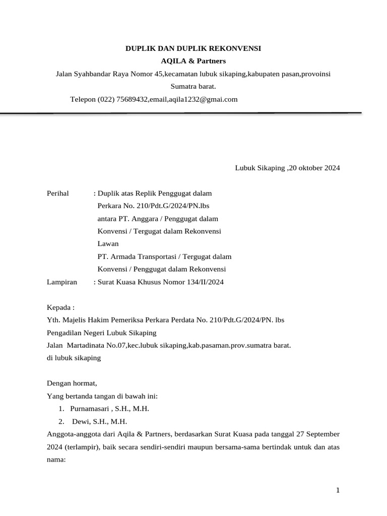 DUPLIK - TERGUGAt Yuni | PDF