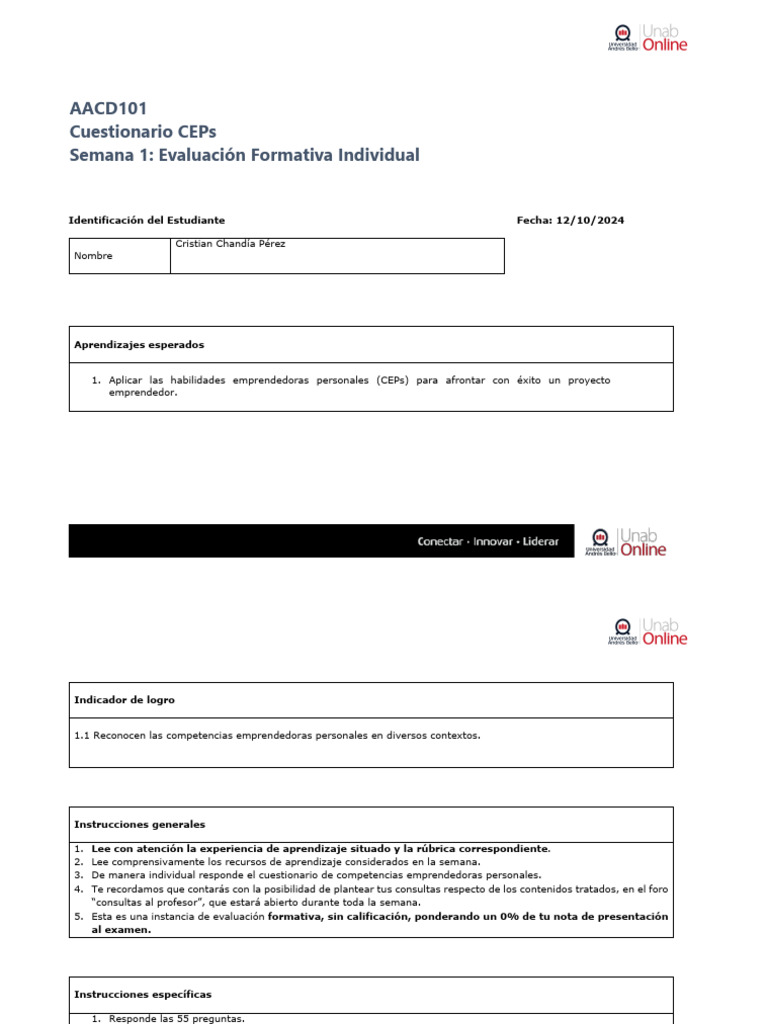 Formativa 1_Cuestionario CEP | PDF | Evaluación | Cuestionario