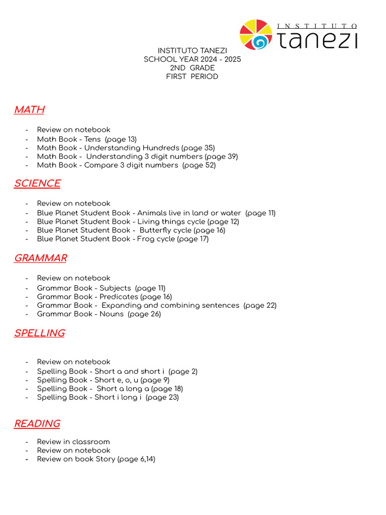 Guia Examenes 2do Primaria | PDF | Foreign Language Studies | Teaching Methods & Materials