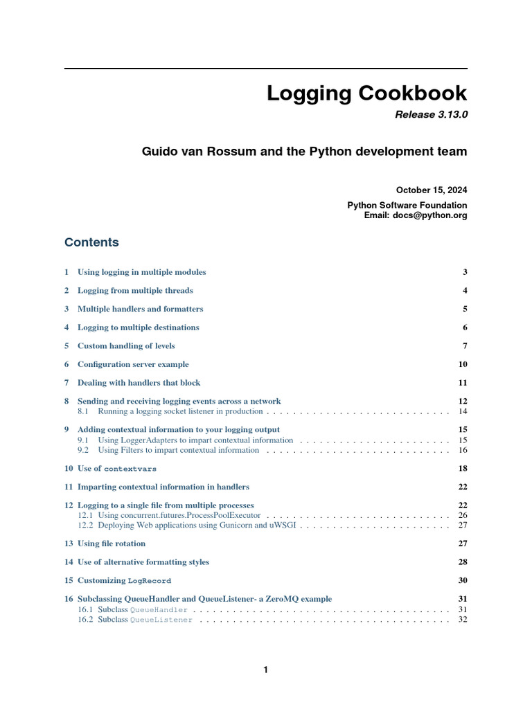 howto-logging-cookbook | PDF | Software Engineering | Software howto-logging-cookbook | PDF | Software Engineering | Software