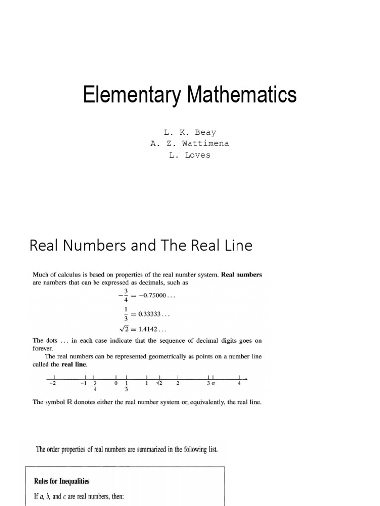 Elementary Mathematics | PDF