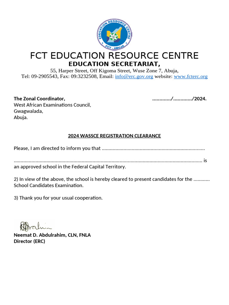 ERC Clearance Form 2 | PDF