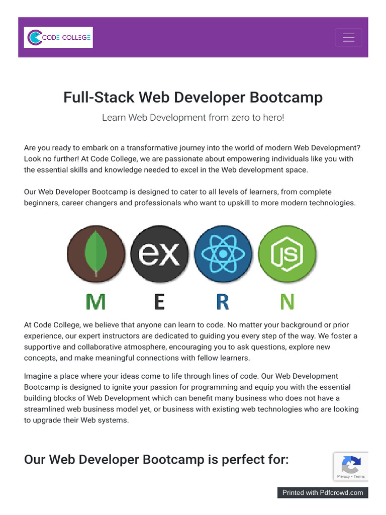 Codecollege Co Za Web Developer Bootcamp | PDF | Java Script | Software Engineering