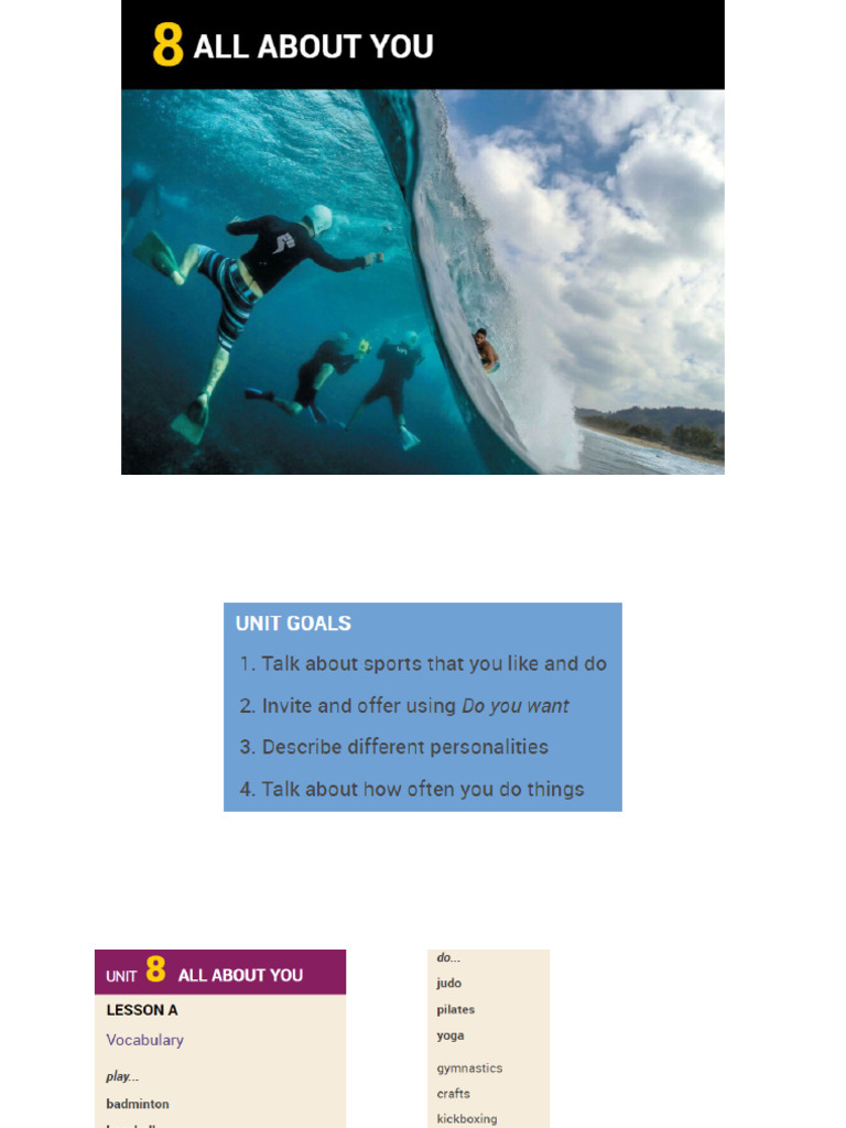 English 2.10 Unit 8 All About You | PDF | Games & Activities | Language Arts & Discipline