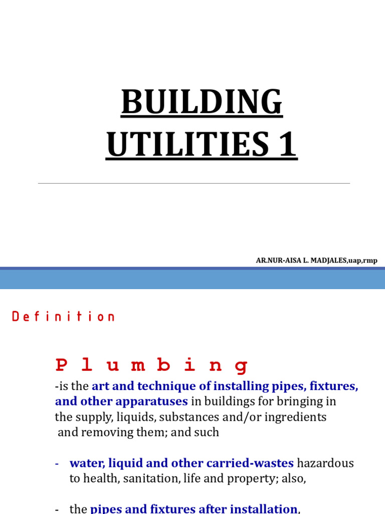 Building Utilities 1. Intro | PDF | Water Purification | Water