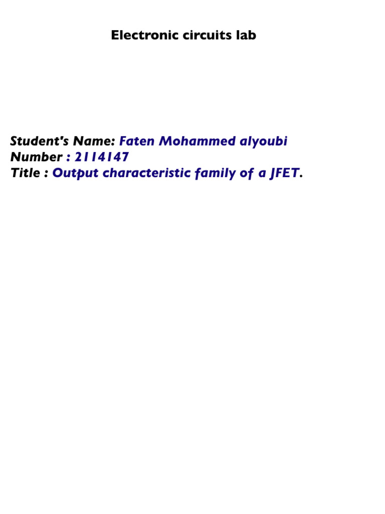 Output characteristic family of a JFET | PDF | Field Effect Transistor ...