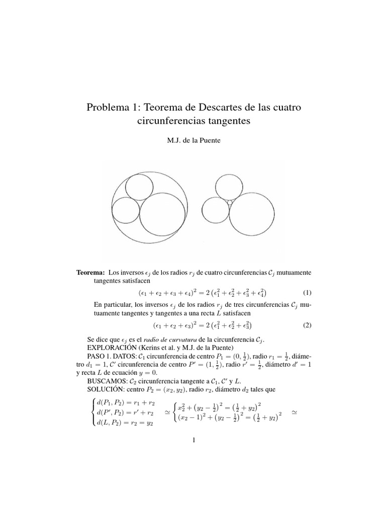 Teorema de Descartes y circunferencias | PDF | Tangente | Geometría ...