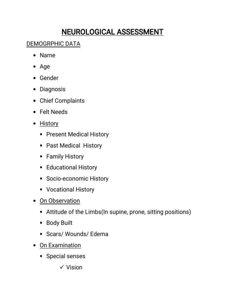 Comprehensive Neurological Assessment Guide | PDF