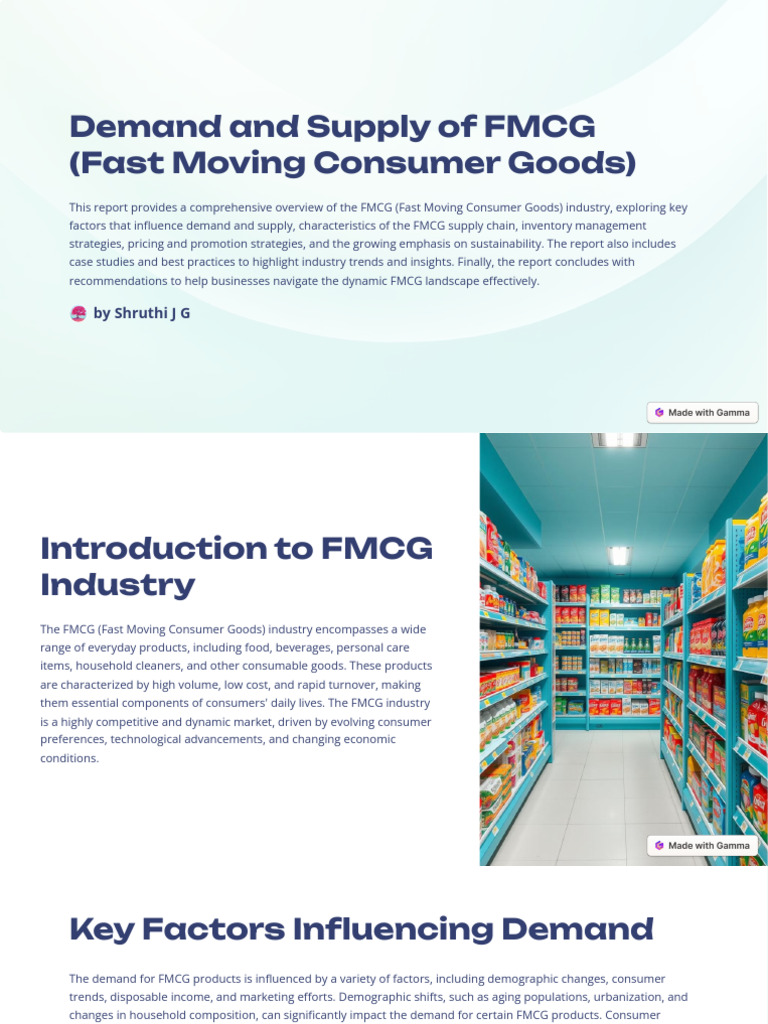 FMCG Demand and Supply Strategies | PDF | Pricing | Supply Chain