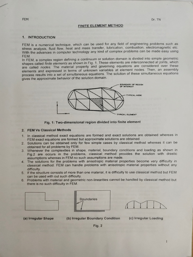 Finite Element Method 1 | PDF | Finite Element Method | Fluid Dynamics
