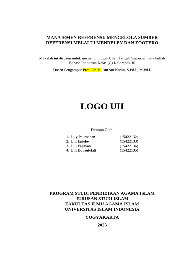 Template Makalah Manajemen Referensi | PDF | Indonesia