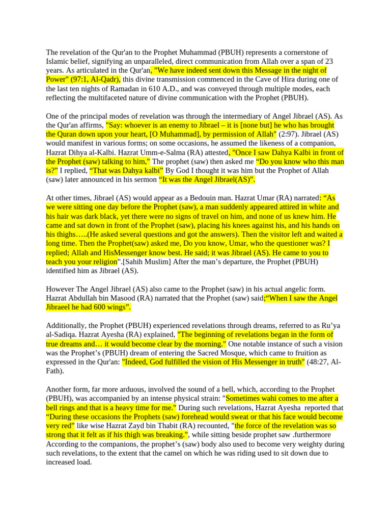 The revelation of the Quran | PDF | Quran | Islam