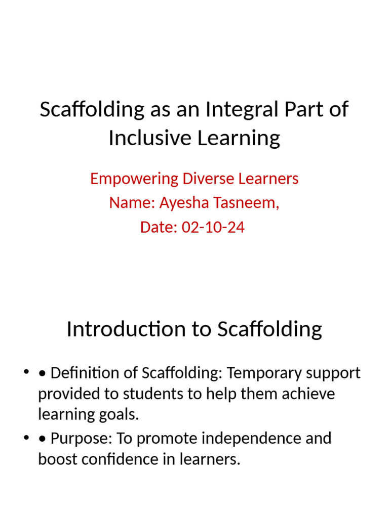 Scaffolding for Inclusive Education | PDF | Learning | Behavior ...