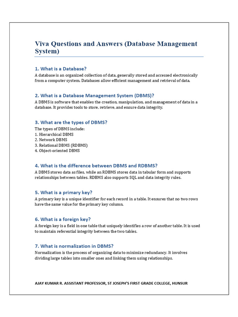 DBMS VIVA 1_merged_merged | PDF | Databases | Relational Database