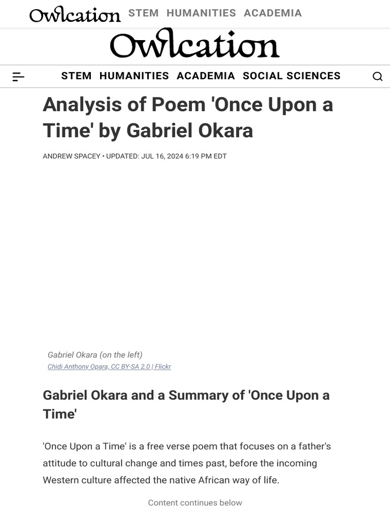 Analysis of Okara's "Once Upon a Time" | PDF | Language Arts ...