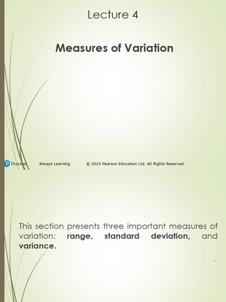 Lecture 6 | PDF | Standard Deviation | Variance