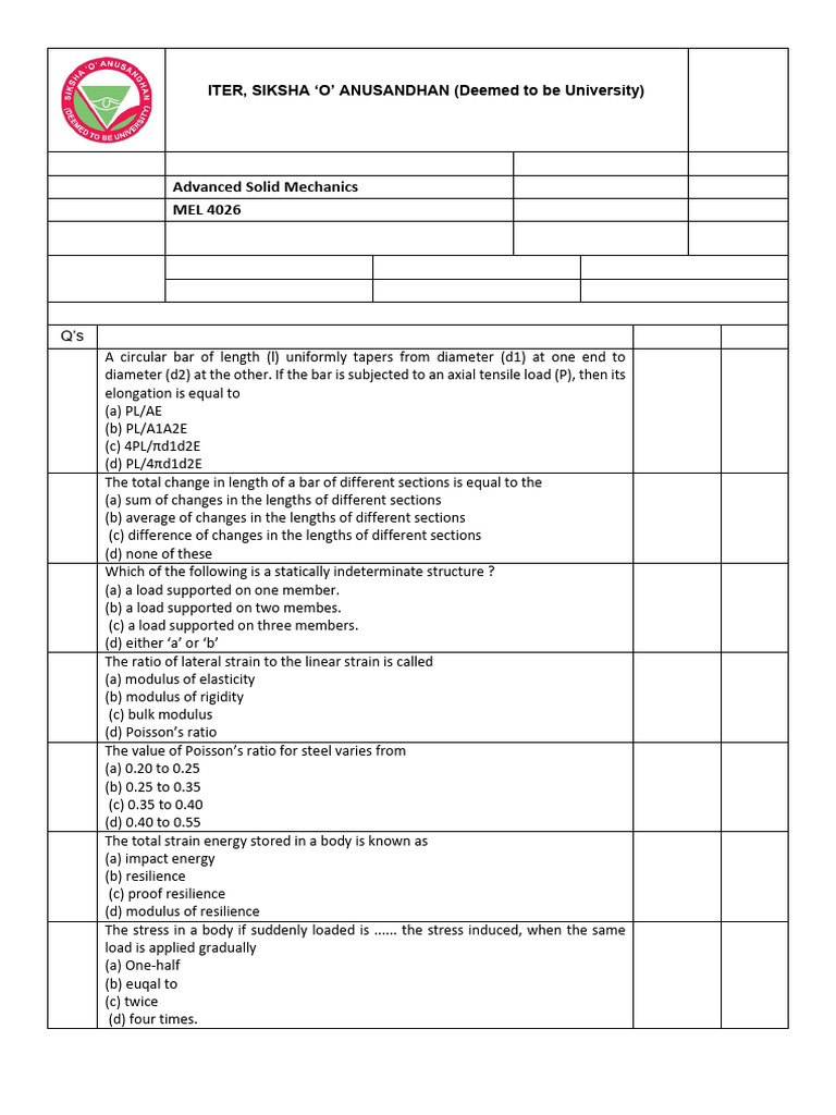 QUIZ ASM 1 | PDF | Young's Modulus | Gear