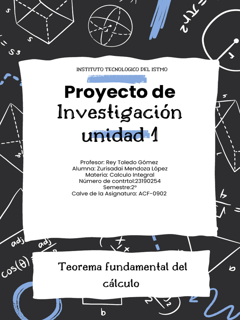 Documento A4 Portada Proyecto Matemáticas Ilustrado Negro | PDF | Integral | Cálculo