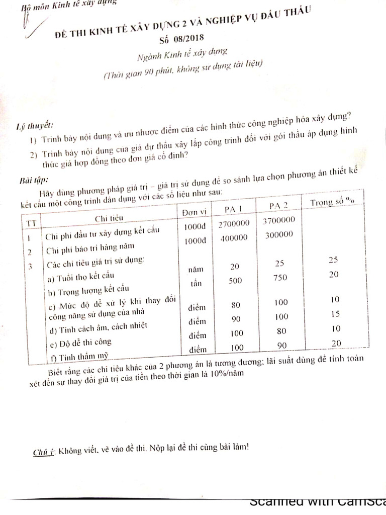 Đề Thi KTXD 2 | PDF