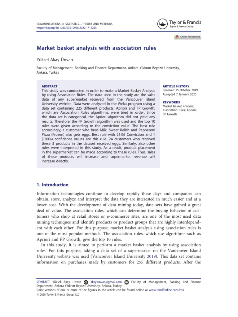 Market Basket Analysis Using FP Growth | PDF
