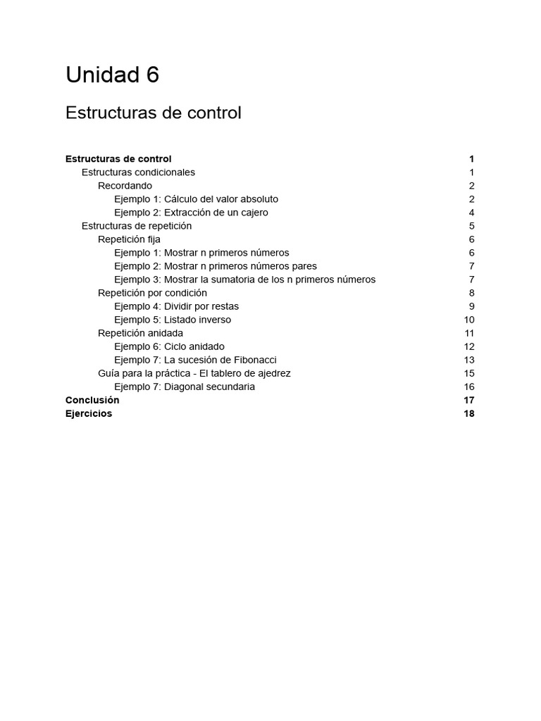 Estructuras de Control en Programación | PDF | Flujo de control | Entero