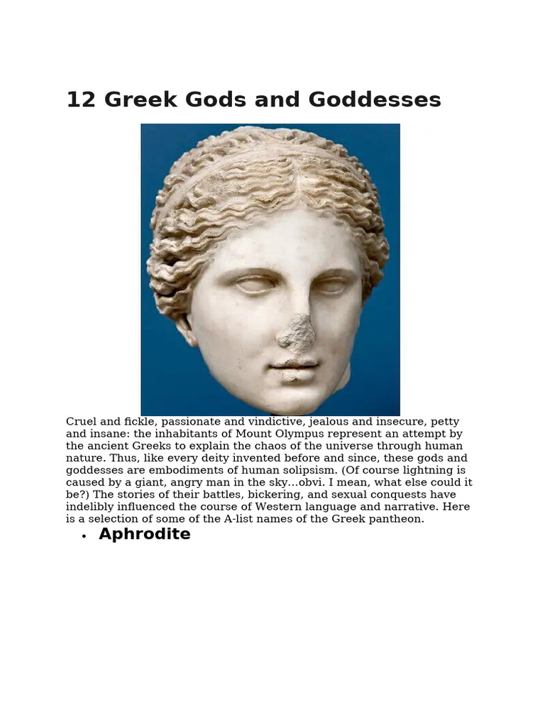 12 Greek Gods and Goddesses | PDF | Hades | Ancient Greek Religion