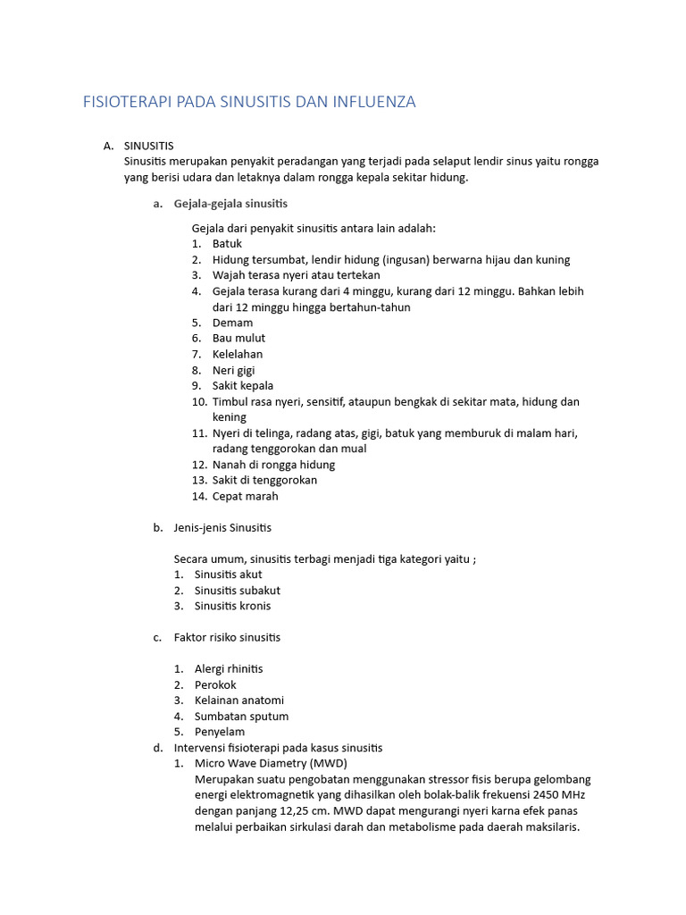 Fisioterapi Sinusitis & Influenza | PDF