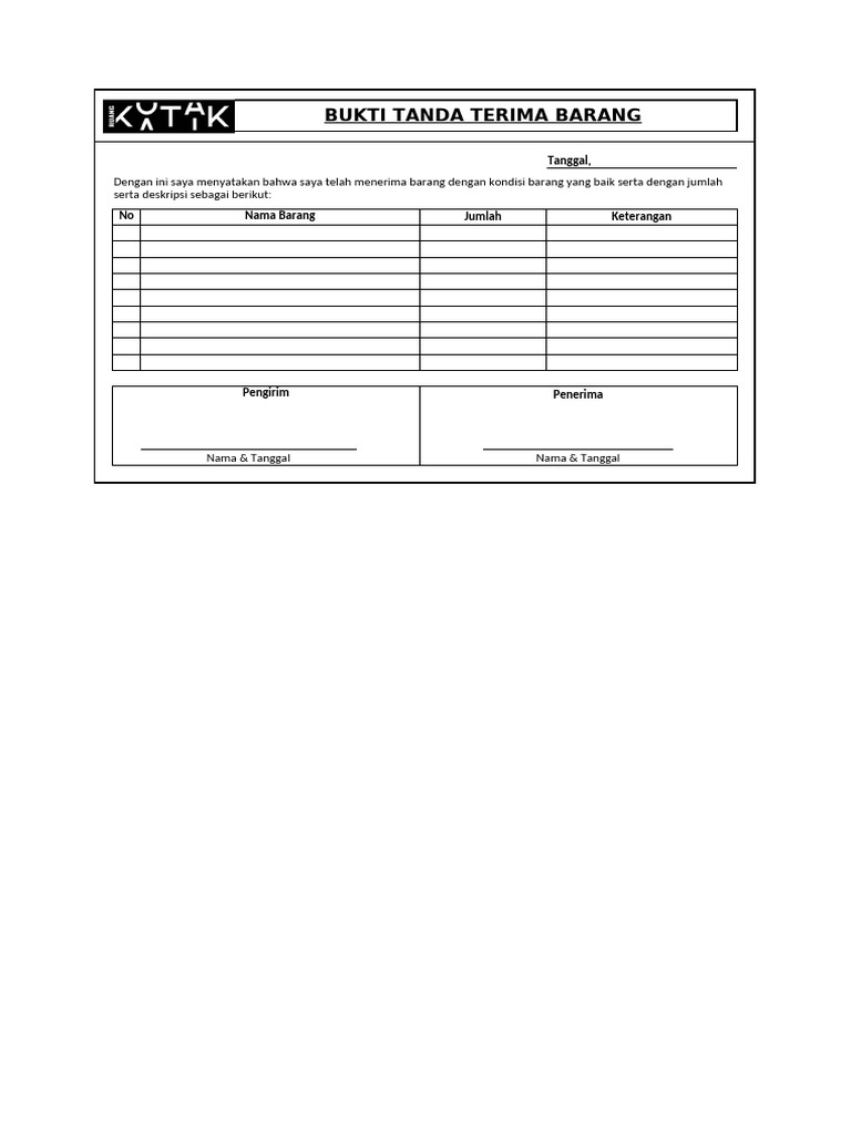 Template Form Tanda Terima Barang | PDF