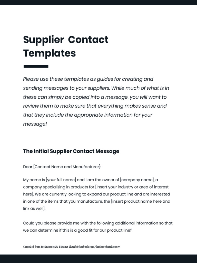 Supplier Communication Email Templates | PDF | Business