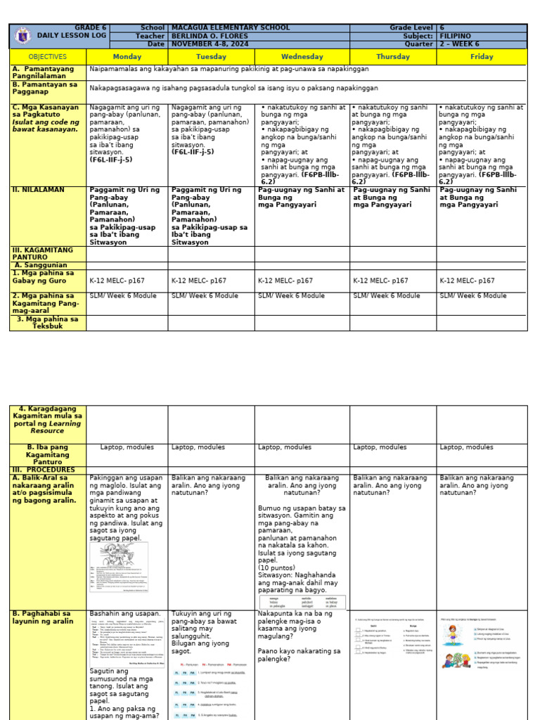 WEEK6 DLL FILIPINO | PDF