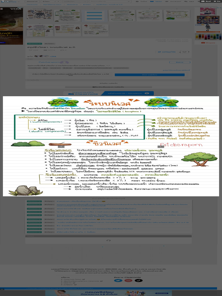 โน้ตของ สรุปชีววิทยา ระบบนิเวศ ม.6 - Clearnote | PDF