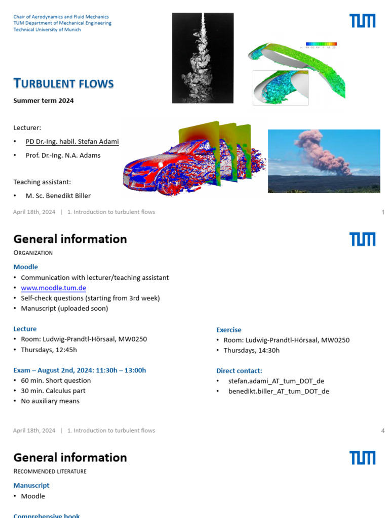 Turbulent Flows Course Guide | PDF | Turbulence | Fluid Dynamics