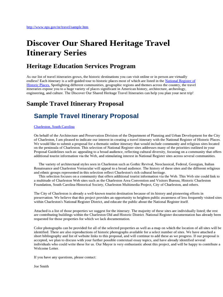 NPS Sample Proposal | PDF | Charleston
