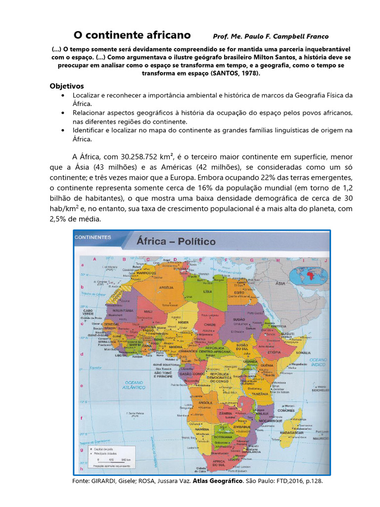 Aspectos Do Continente Africano | PDF | África | Deserto