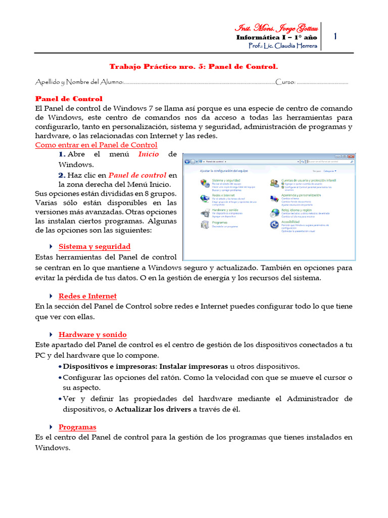TP5 Panel de Control Gottau | PDF | Microsoft Windows | Windows 7