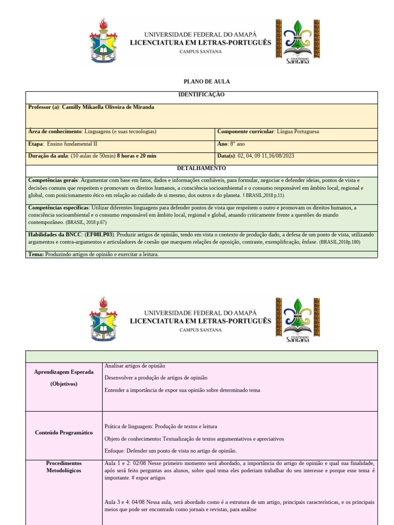 plano de aula 2. | PDF | Brasil