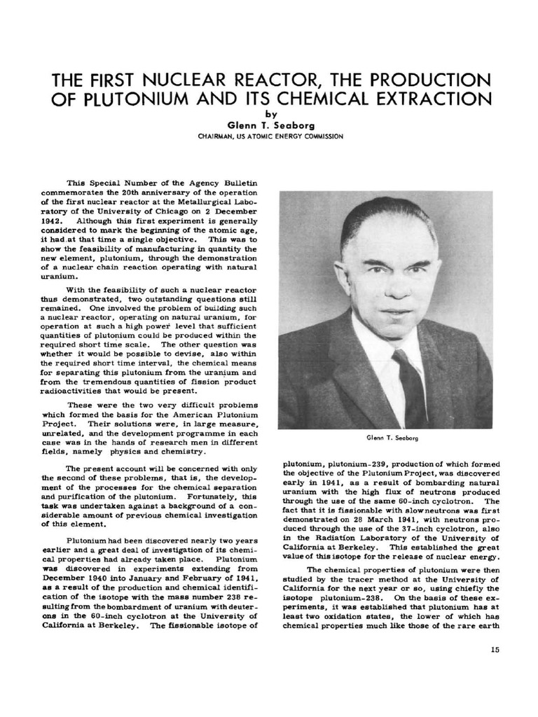 5 - The First Nuclear Reactor - Glenn T. Seaborg | PDF | Plutonium | Uranium