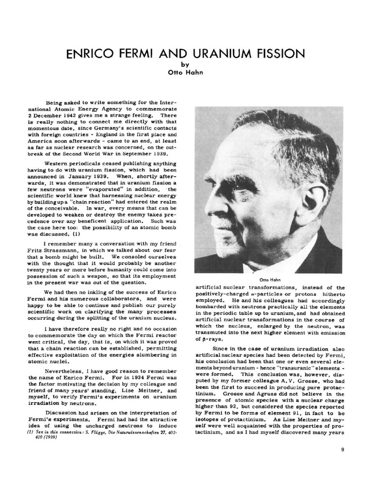 Fermi's Legacy in Uranium Fission | PDF | Nuclear Fission | Uranium