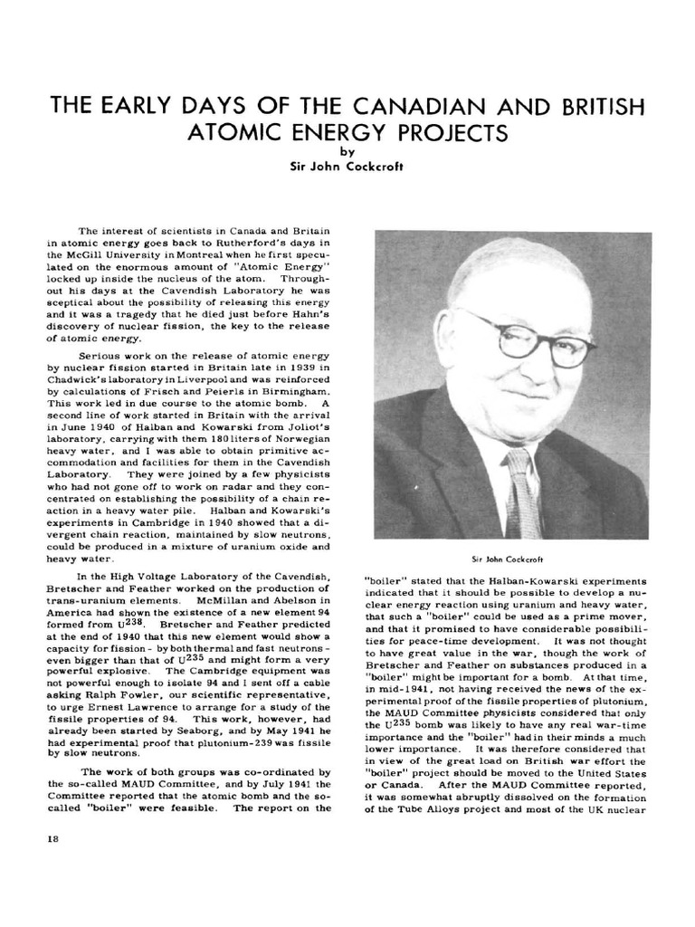 6 - Canadian and British Atomic Energy Projects - Sir John Cockcroft ...
