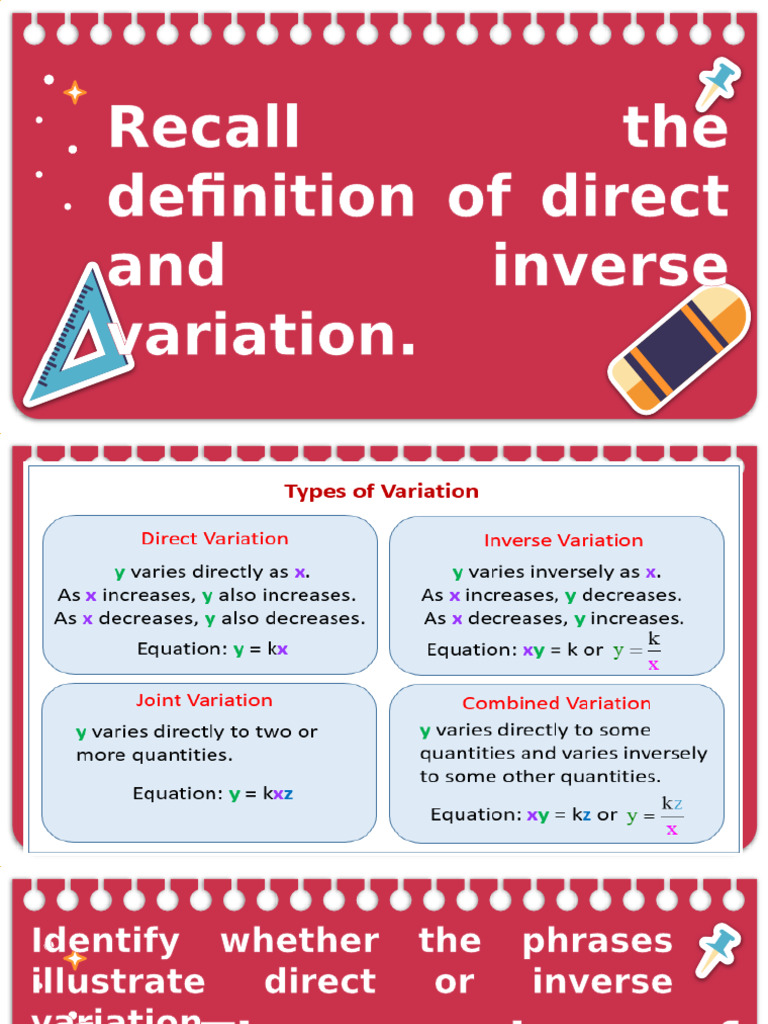 LESSON 6 Solving Problems Involving Variations | PDF | Mass