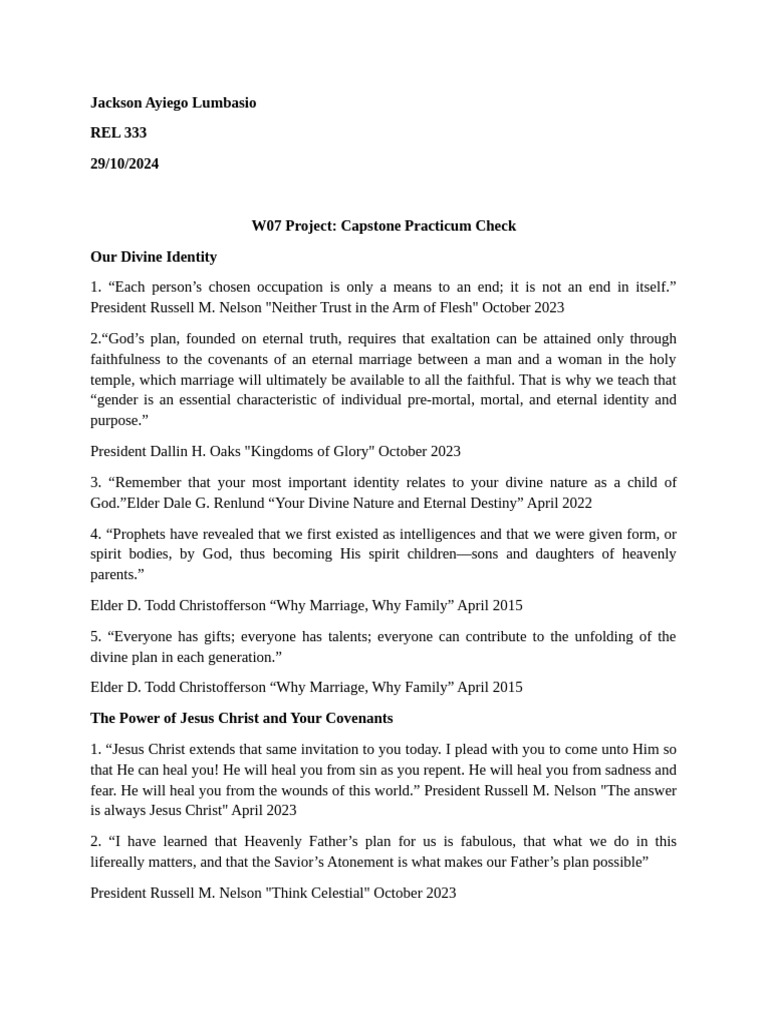 W07 Project- Capstone Practicum Check | PDF | Jesus | Faith