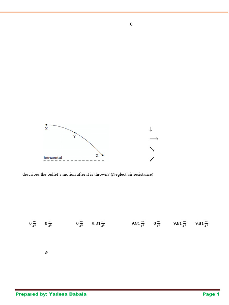 G-12 Physics Projectile Motion Questions | PDF | Projectiles | Acceleration