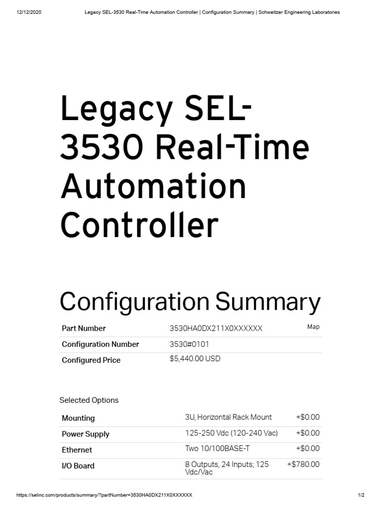SEL-3530 Configuration summary | PDF | Computer Networking | Computer ...